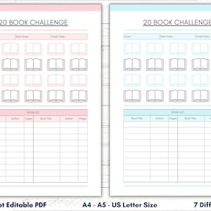 20 Book Challenge Tracker Template, Reading Challenge, Book Counter ...