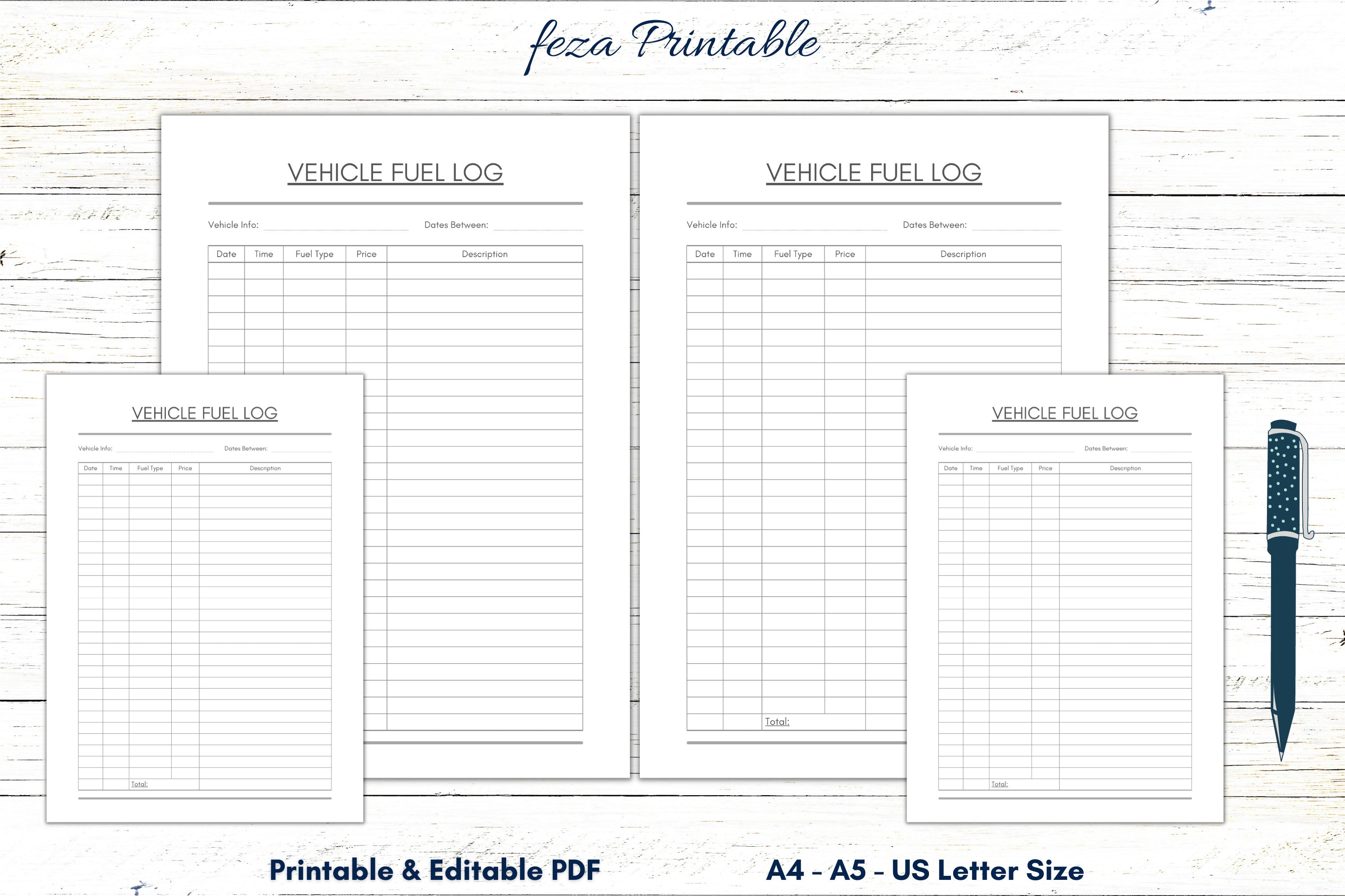 Vehicle Fuel Tracker Printable, Fuel Tracker Editable, Vehicle Expense ...