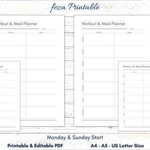 Weekly Workout Planner, Weekly Meal Planner, Workout & Meal Planning ...