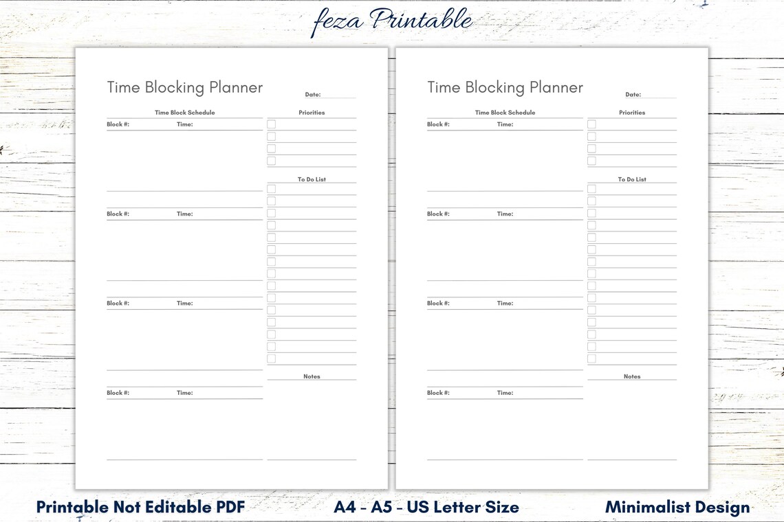 Time Blocking Template, Time Block Planner, Time Blocking Printable ...