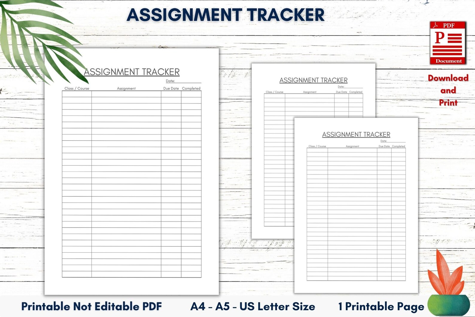 Printable Assignment Tracker Assignment Planner Assignment | Etsy