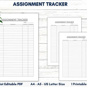 Printable Assignment Tracker Assignment Planner Assignment | Etsy
