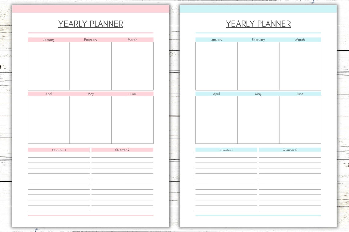 Printable Yearly Planner, Yearly Planner Insert, Yearly Template ...