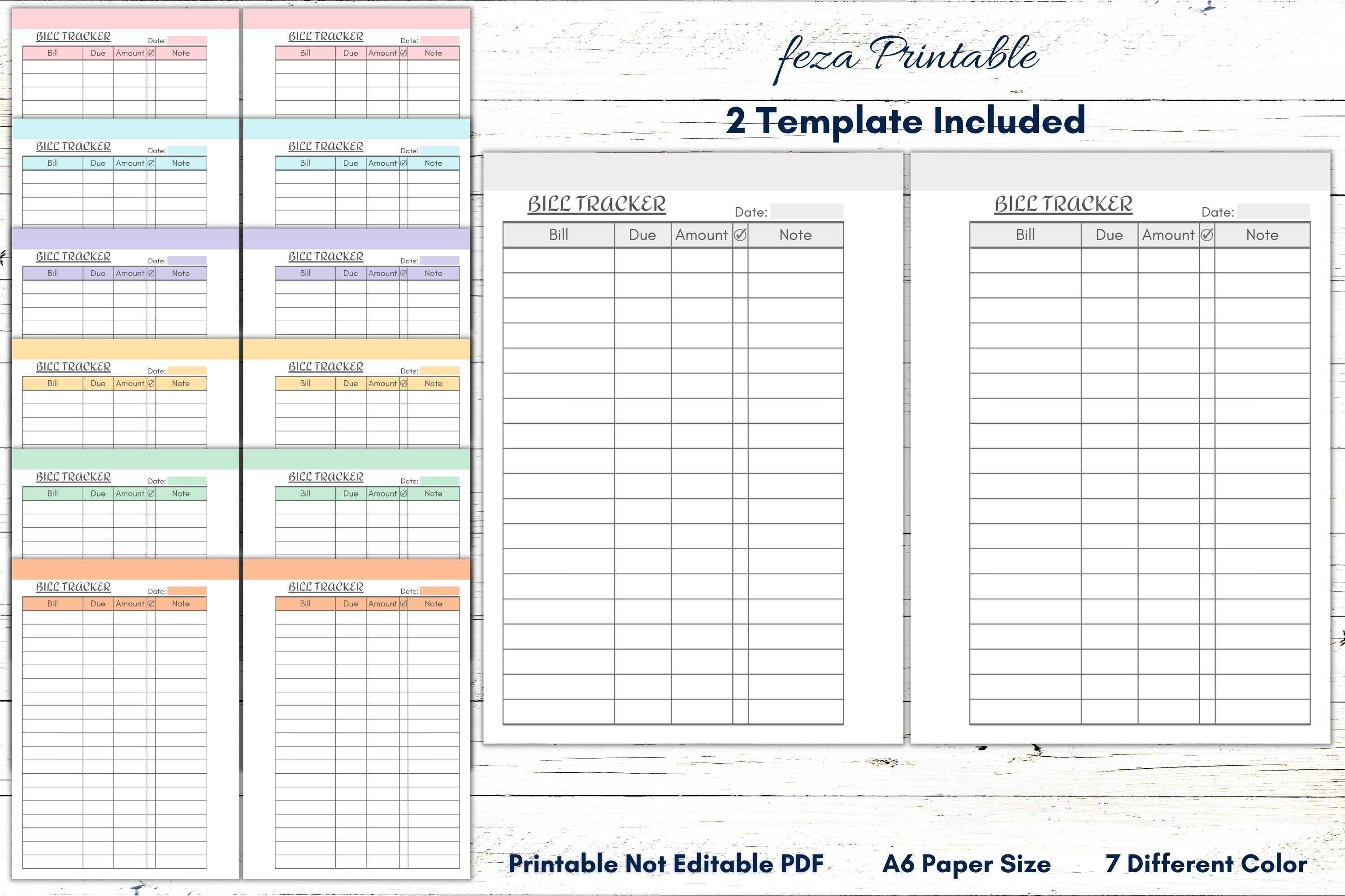 A6 Printable Bills Tracker, A6 Bill Payments Checklist, PDF A6 Bills ...