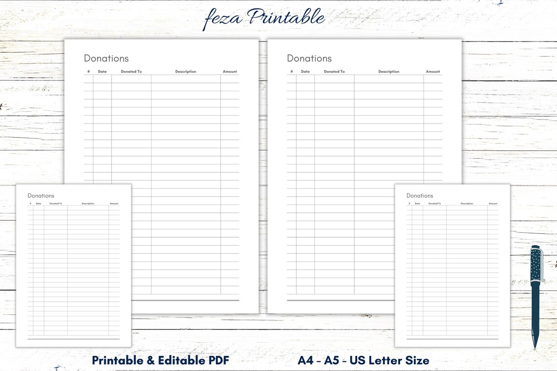 Donation Tracker Printable , Donation Form, Donation Sign, Donations ...