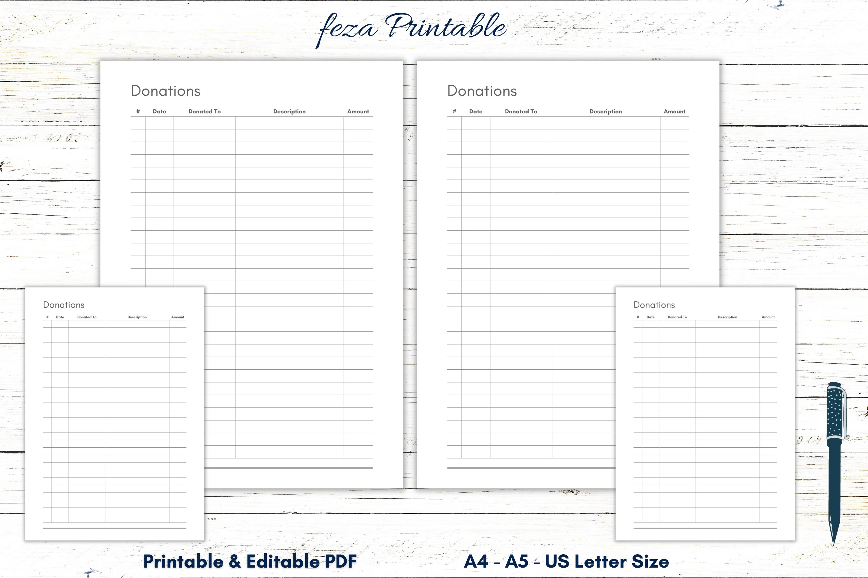 Donation List Template Printable