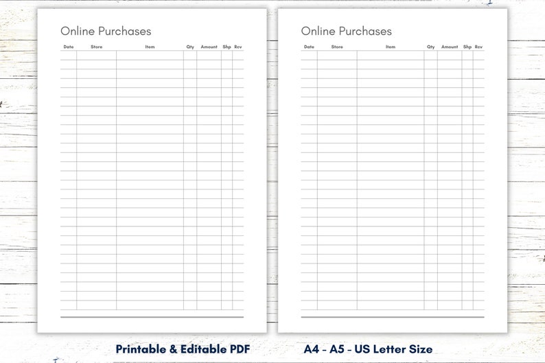 Online Purchase Tracker, Purchase Tracker Template, Order Tracker ...