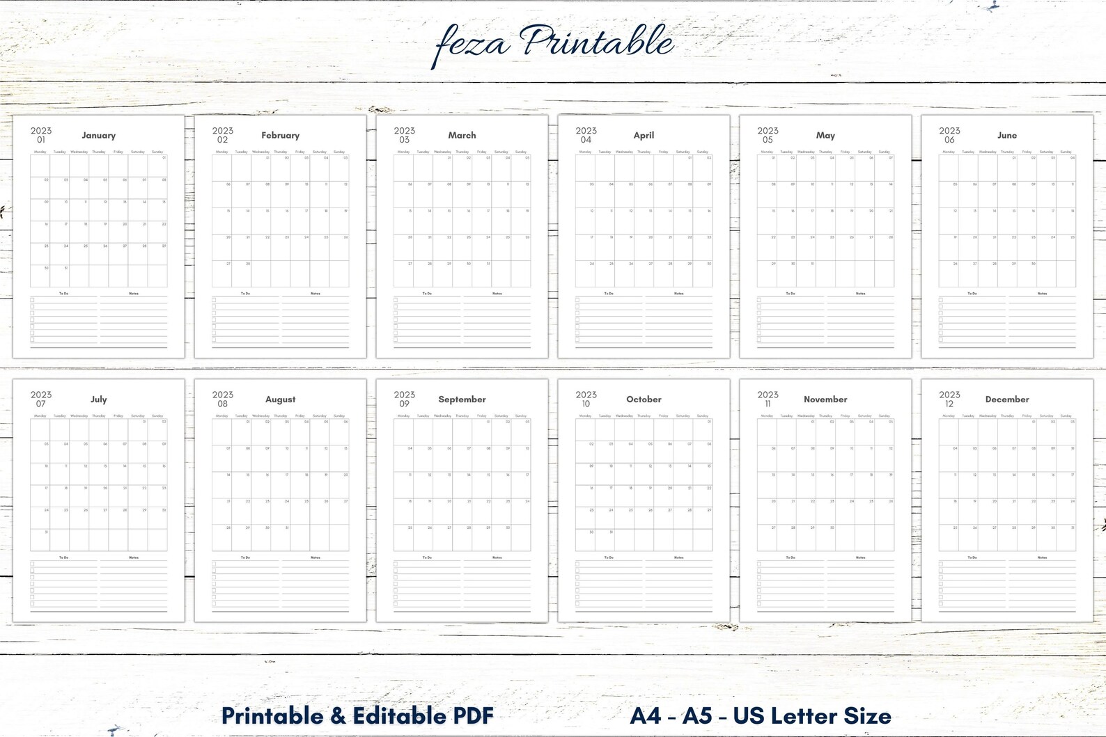 2023 Editable Calendar, Fillable 2023 Calendar, 2023 Monthly Calendar ...