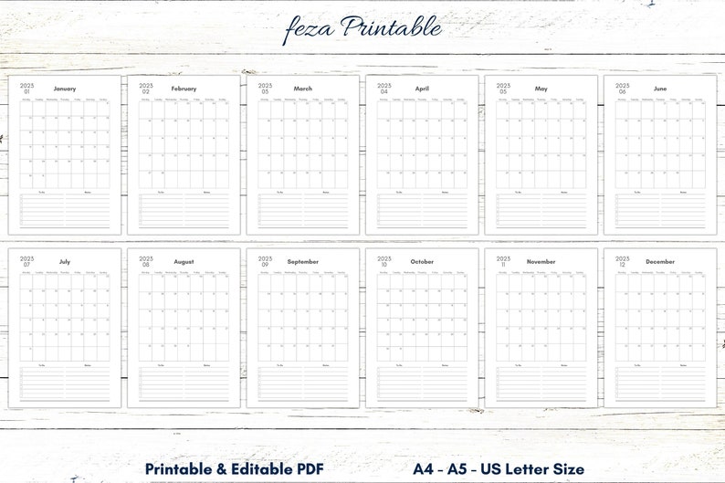 2023 Editable Calendar, Fillable 2023 Calendar, 2023 Monthly Calendar ...