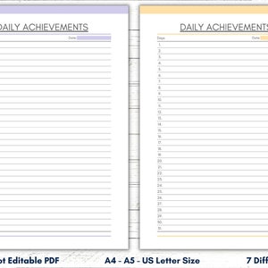 Printable Daily Achievements Tracker, Achievements Overview, Daily ...