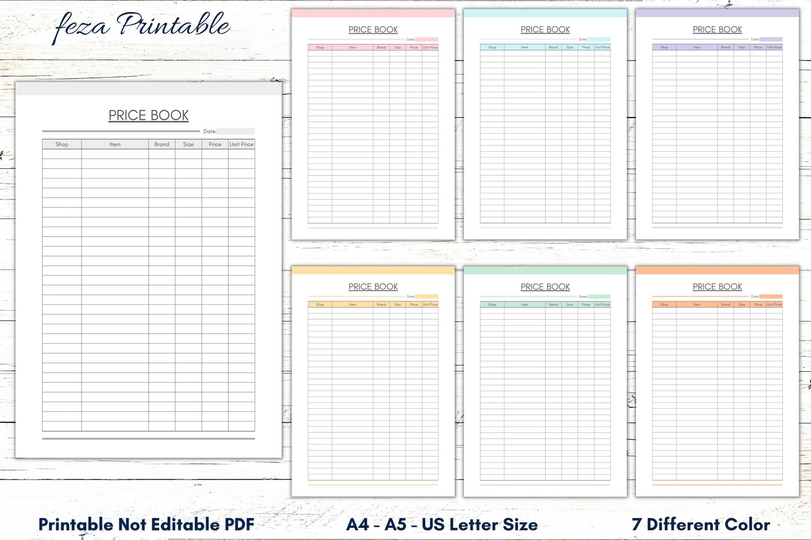 Printable Price Book Template, Price Planner, Budget Planner, Budget ...