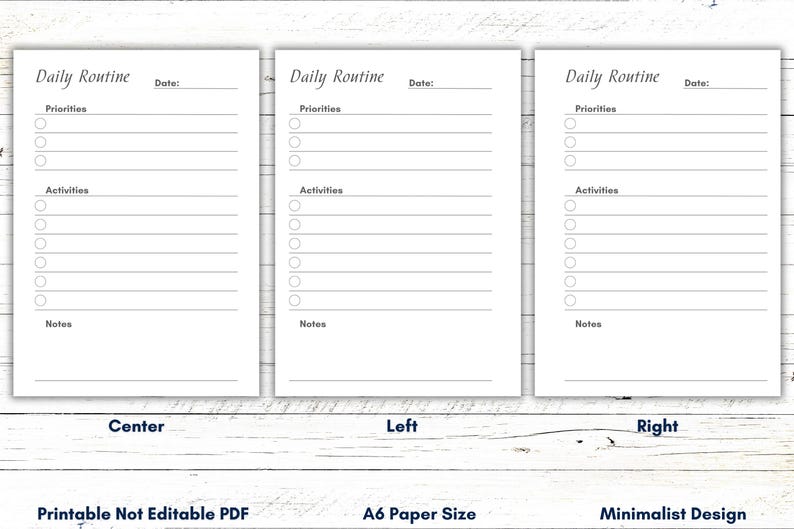 A6, Daily Routine Checklist, Routine Chart Printable, Routine Planner ...