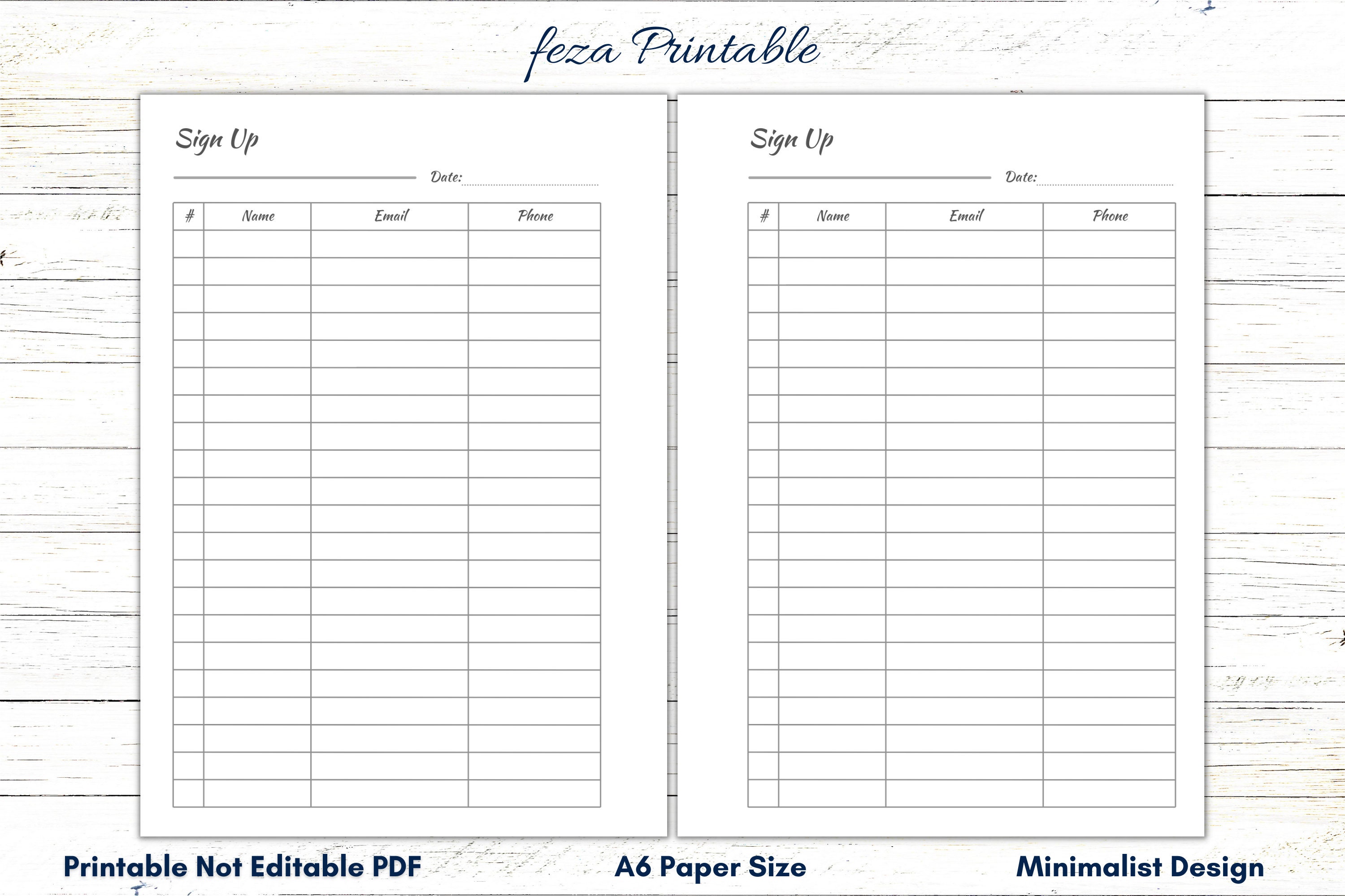 A6 Sign up Sheet, Sign up Sheet Template, Sign up Sheet Printable Sign ...
