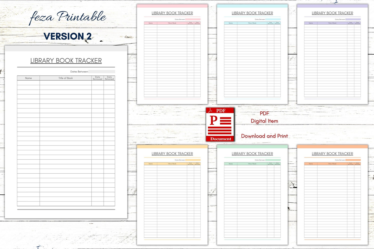 Printable Library Book Tracker, PDF Library Book Log, Book Lover ...