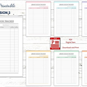 Printable Library Book Tracker, PDF Library Book Log, Book Lover ...