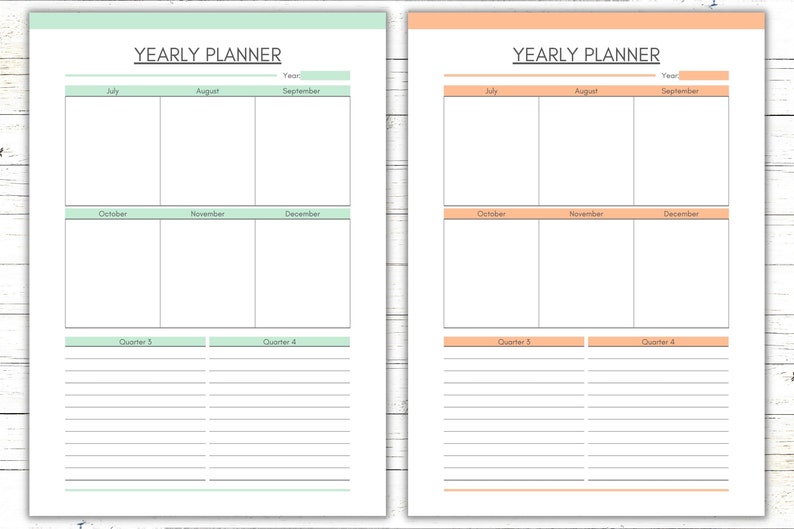 Printable Yearly Planner, Yearly Planner Insert, Yearly Template ...