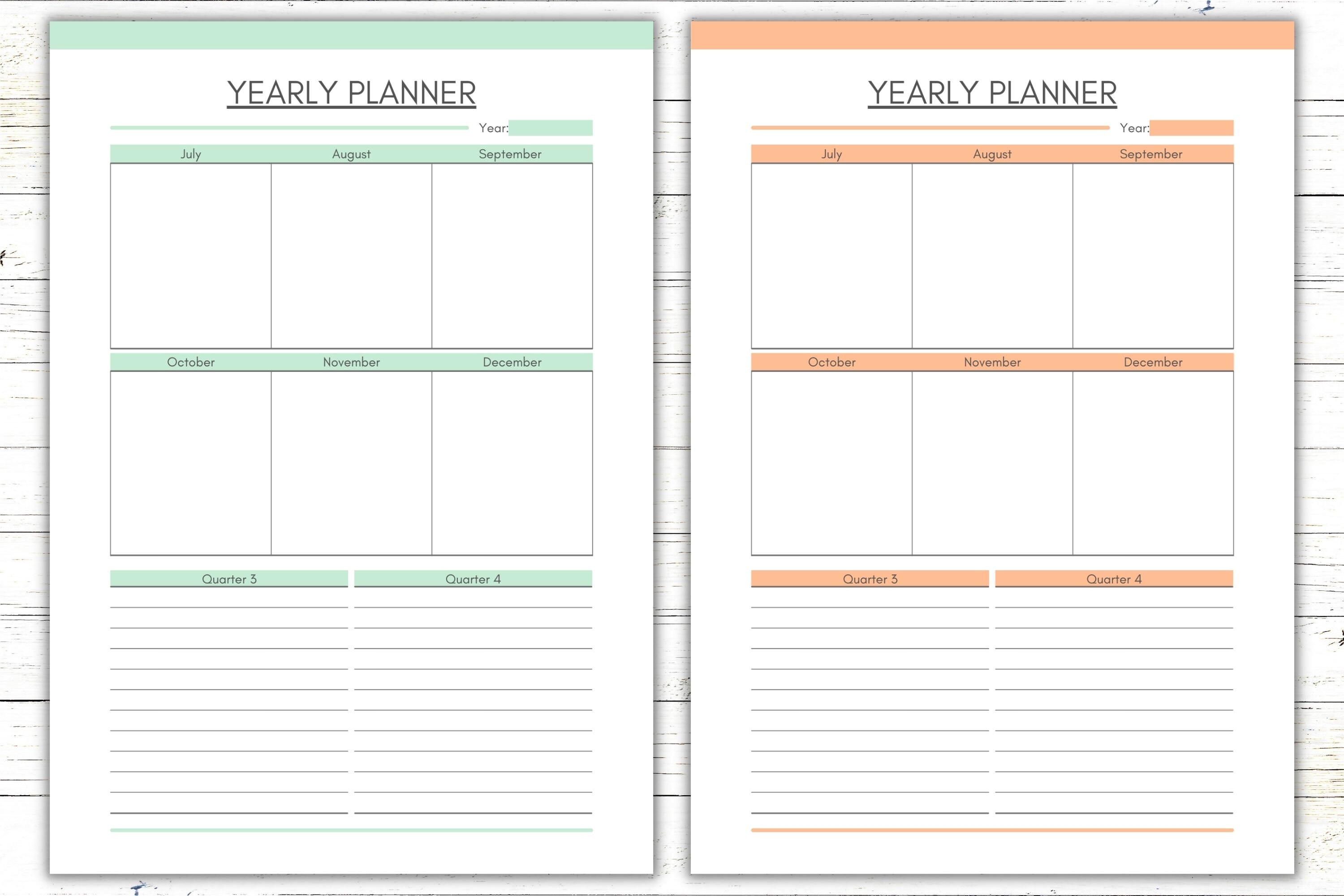 Printable Yearly Planner, Yearly Planner Insert, Yearly Template ...