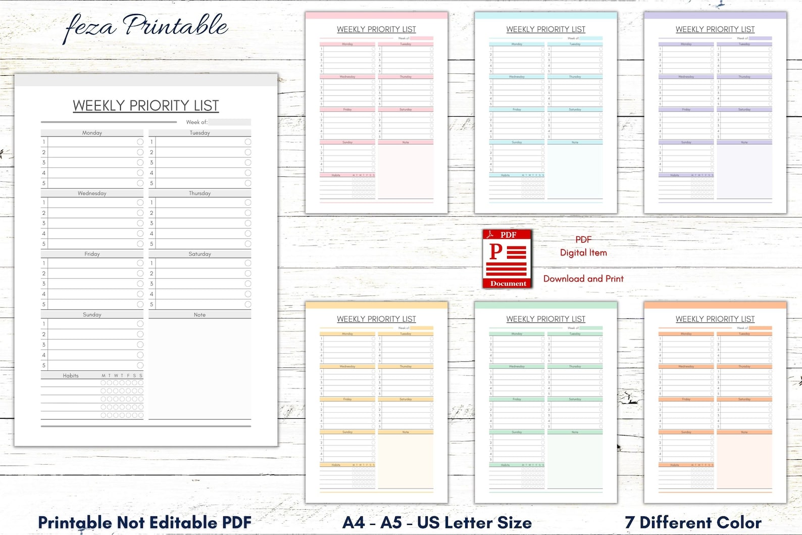 Printable Priority List, Printable Weekly Priorities, Printable ...