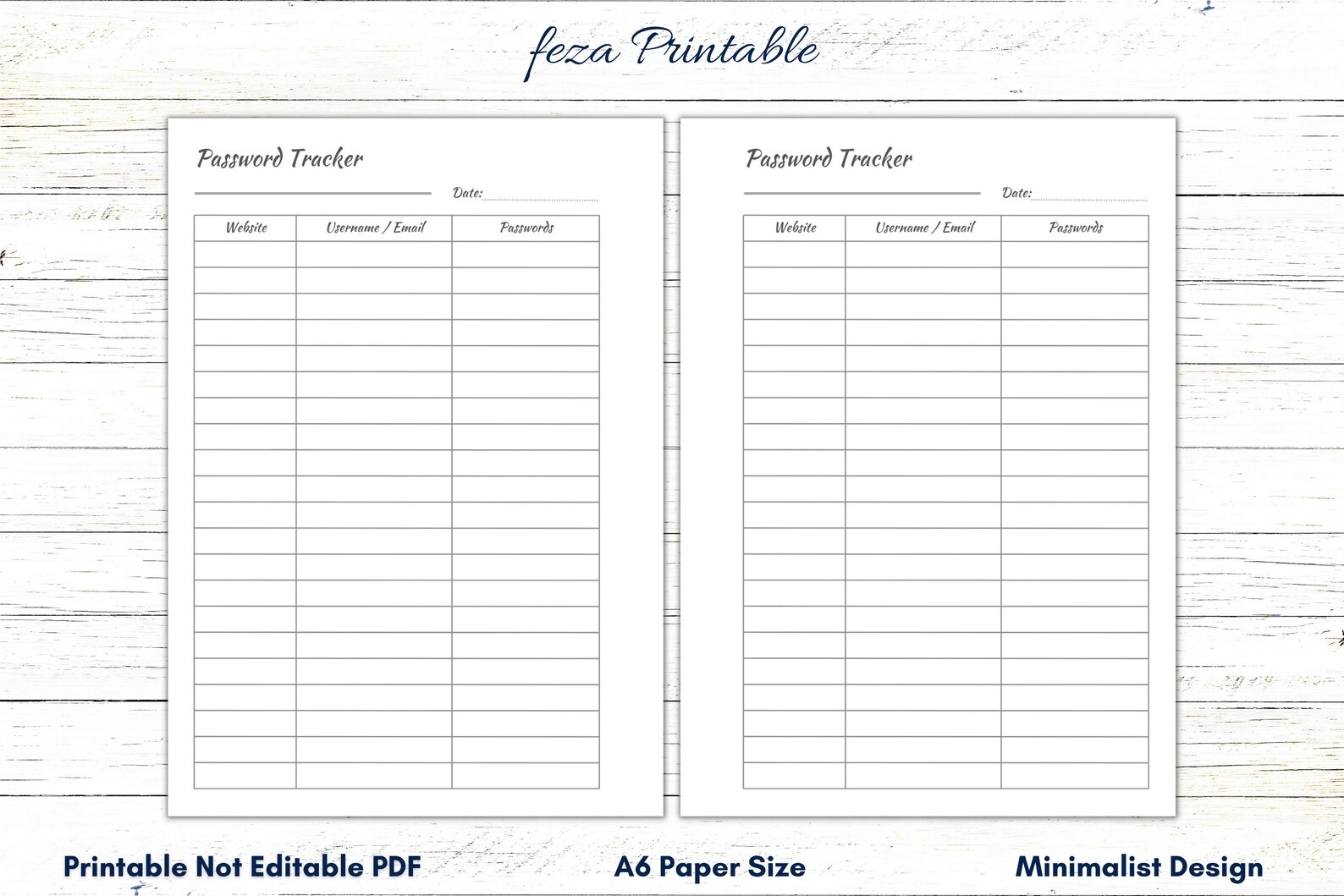 A6 Password Tracker, Password Book, Password Tracker Printable ...