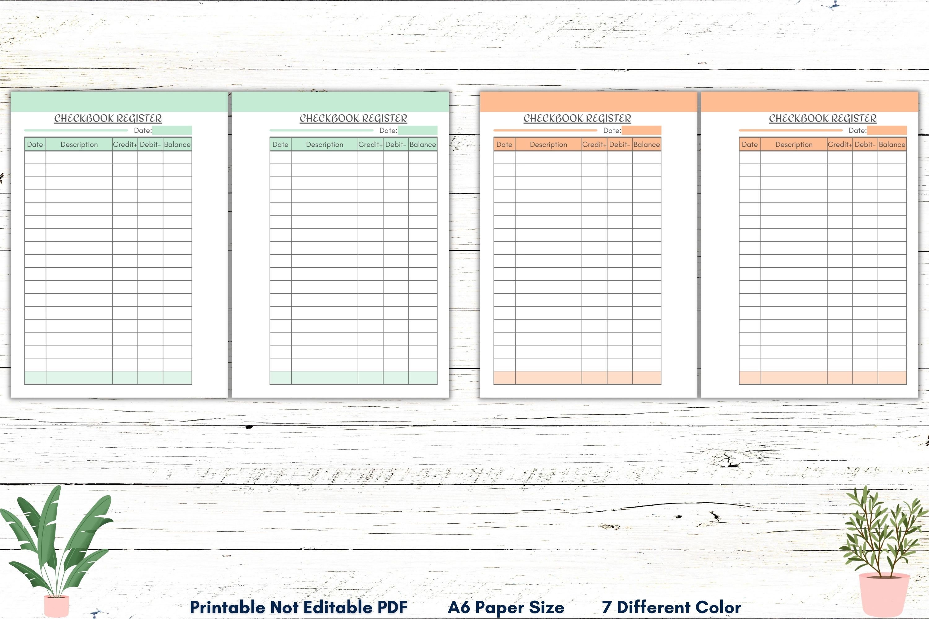 A6 Printable Checkbook Register, A6 Checkbook Balance, Financial ...