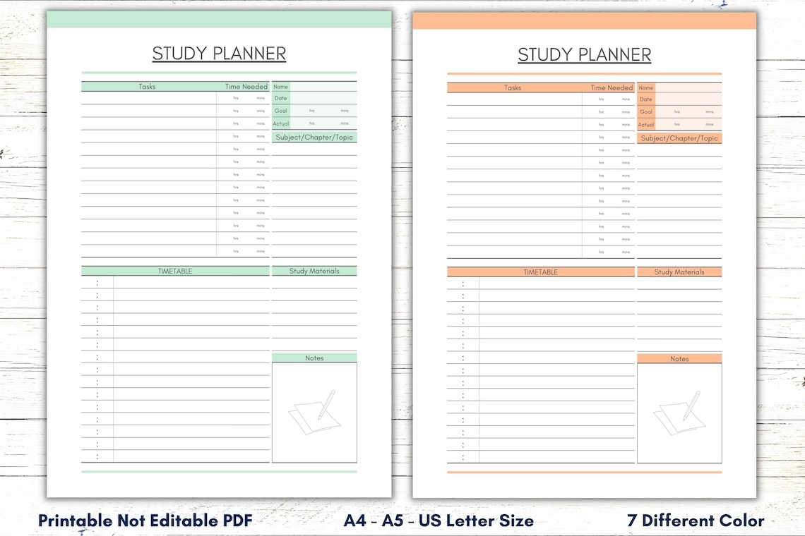 Printable Study Planner, Daily Study Planner, Printable Student ...