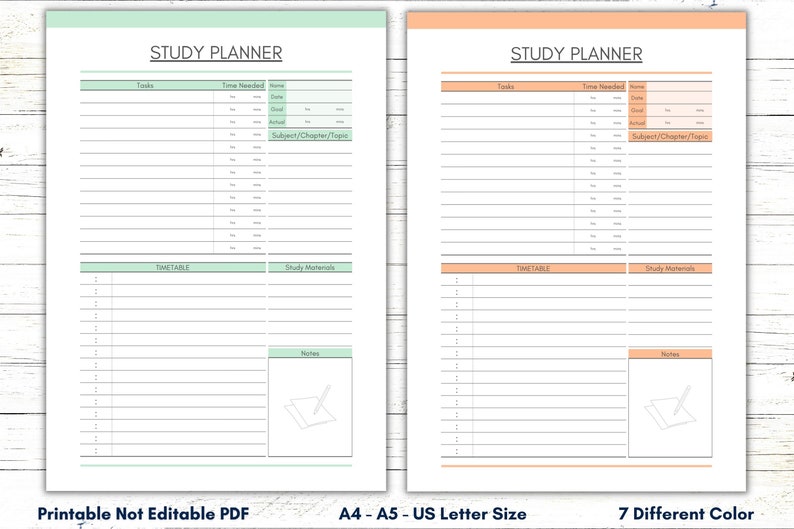 Printable Study Planner, Daily Study Planner, Printable Student ...