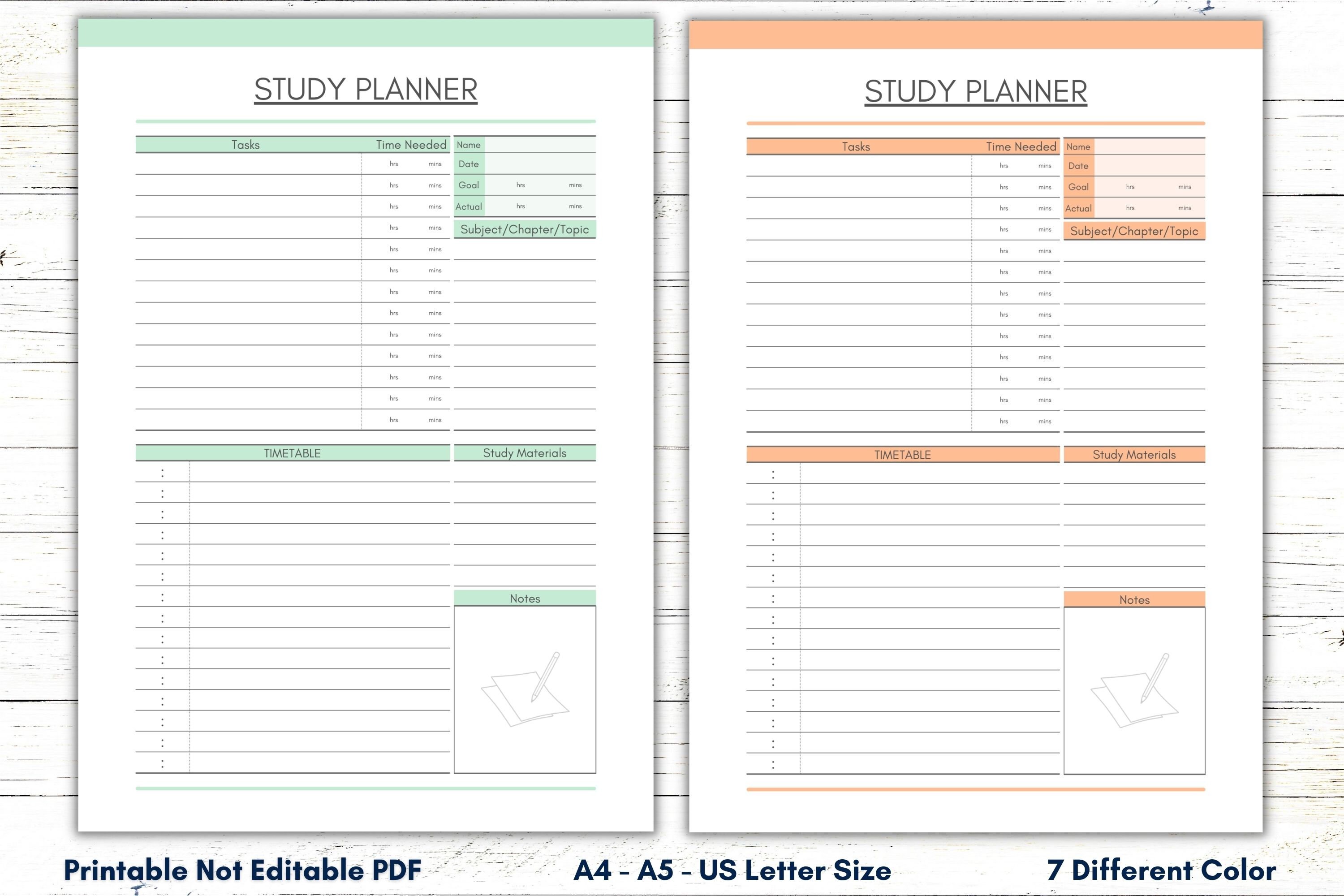 Printable Study Planner, Daily Study Planner, Printable Student ...