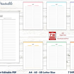 Printable Blank List Template, Blank Checklist Form, Blank List Form ...