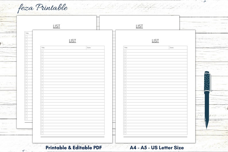 Blank List Editable Fillable Printable Template, Blank List Page, Blank ...