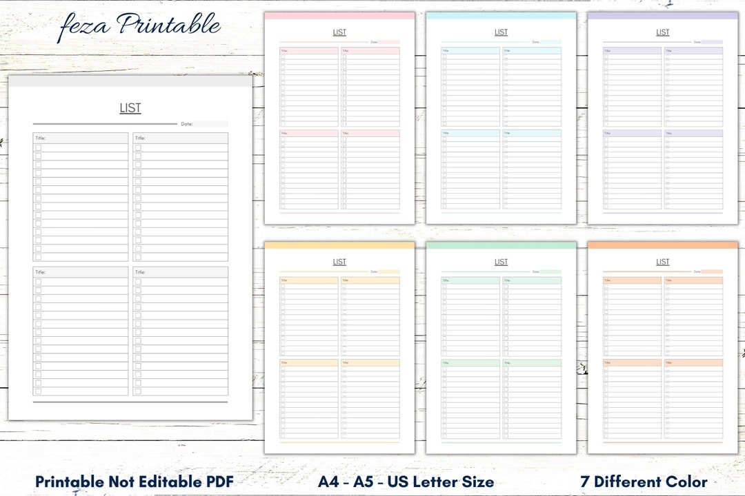 Blank List Template Printable Blank Checklist, Daily Weekly Yearly ...