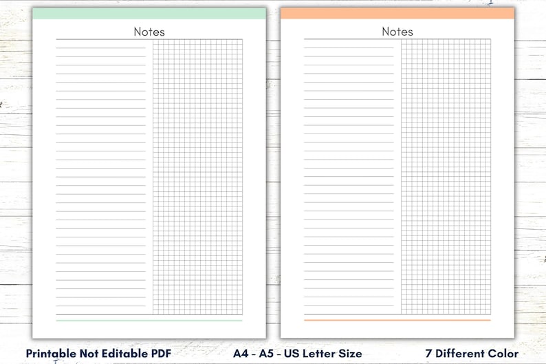 Printable Lined and Grid Note Pages Template, Lined Grid Note Page ...