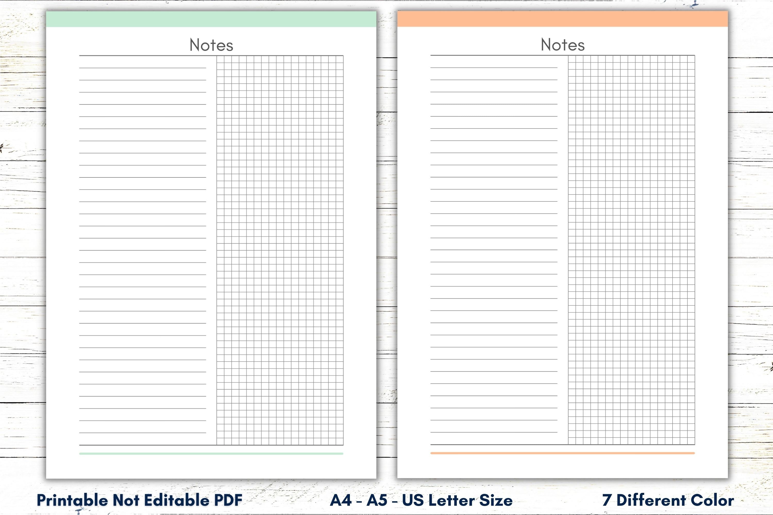 Printable Lined and Grid Note Pages Template, Lined Grid Note Page ...