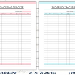 Printable Shopping Log, Shopping Tracker, Shopping Planner, Shopping ...