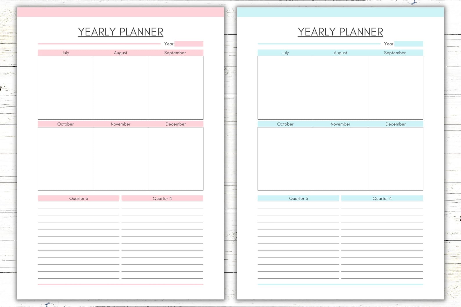 Printable Yearly Planner, Yearly Planner Insert, Yearly Template ...
