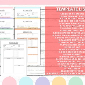 Reading Journal Printable, Book Reading Planner, Book Review Journal ...