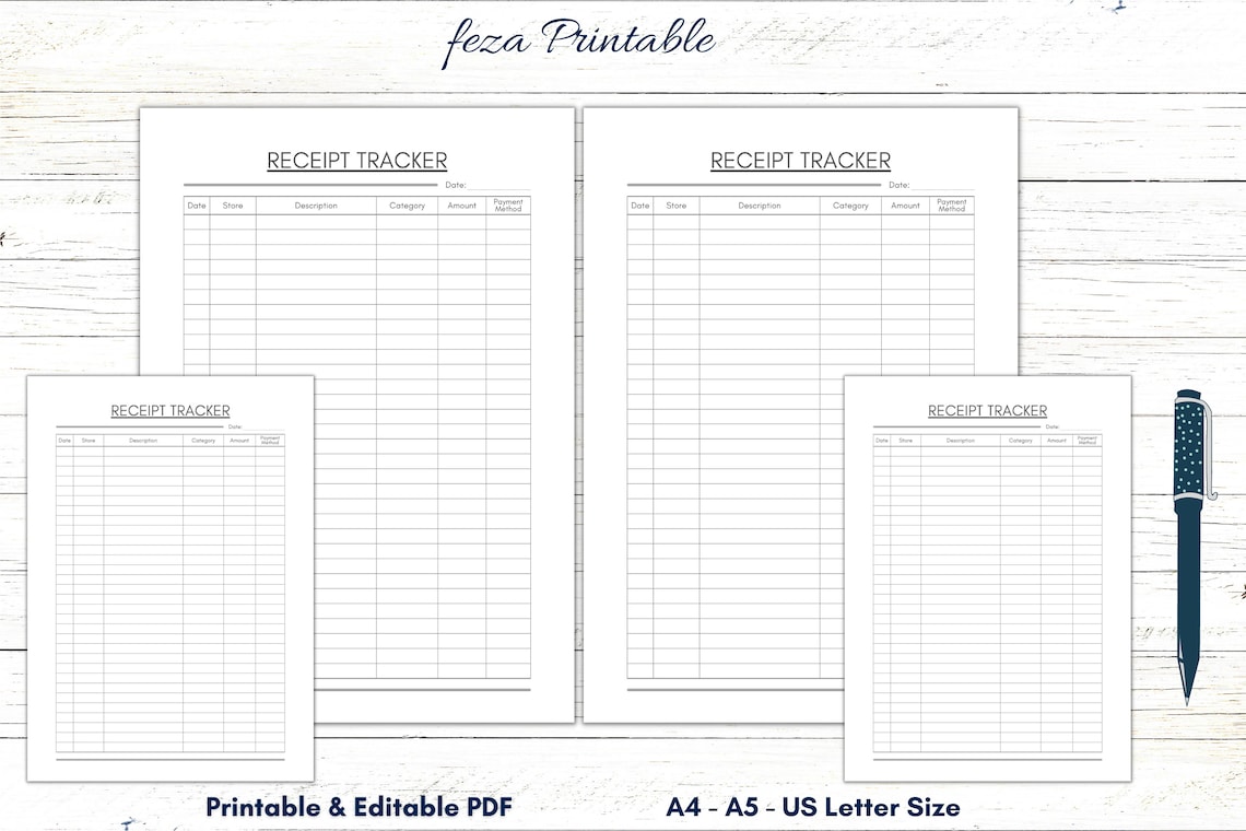 Receipt Tracker Printable Editable, Receipt Planner, Receipt Tracker ...