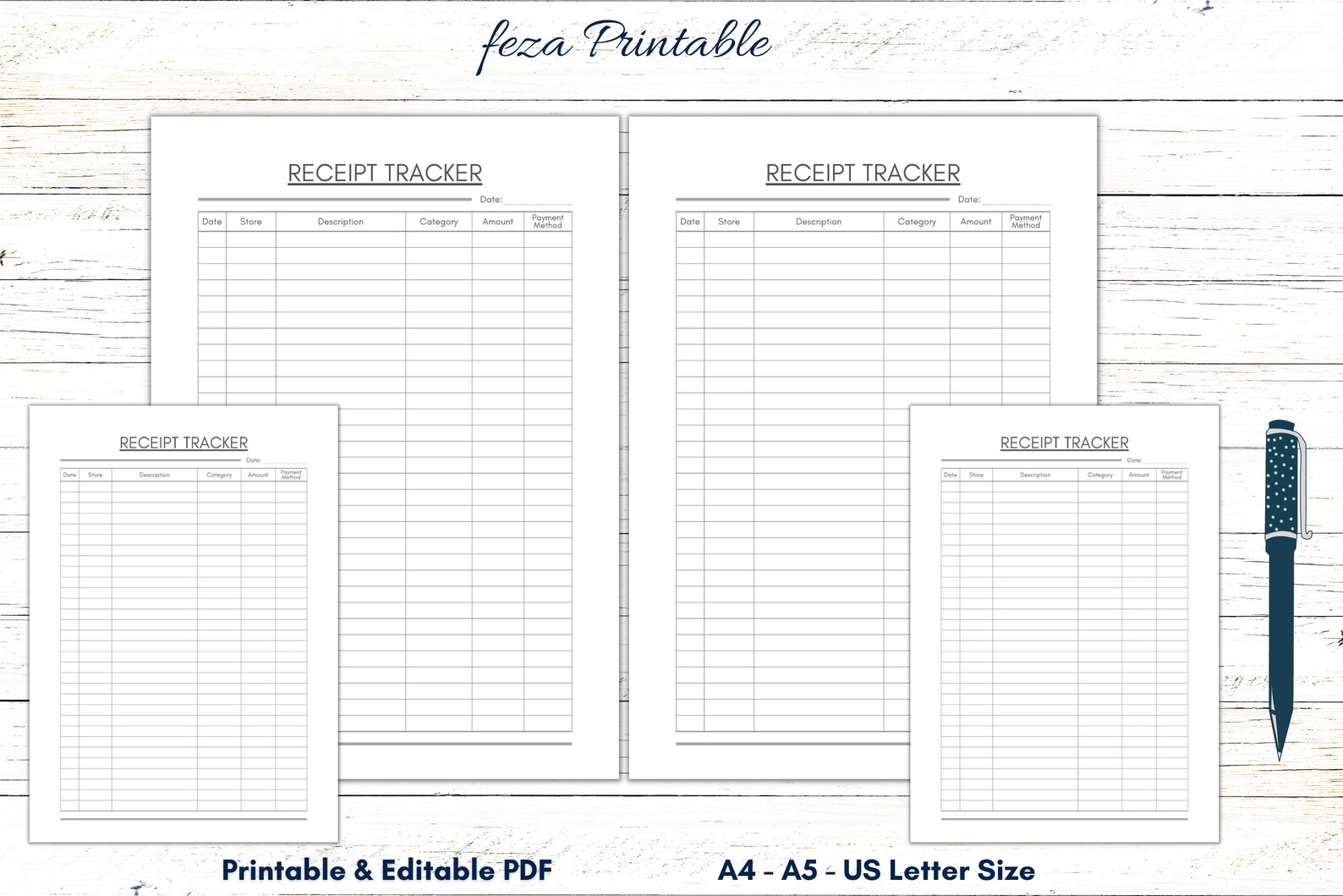 Receipt Tracker Printable Editable, Receipt Planner, Receipt Tracker ...