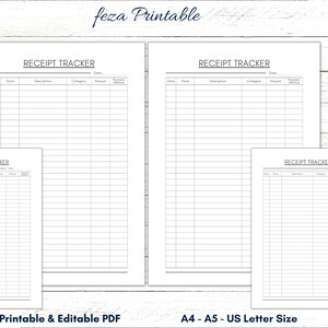 Receipt Tracker Printable Editable, Receipt Planner, Receipt Tracker ...