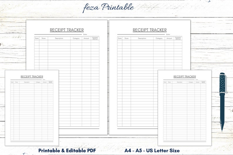 Receipt Tracker Printable Editable, Receipt Planner, Receipt Tracker ...