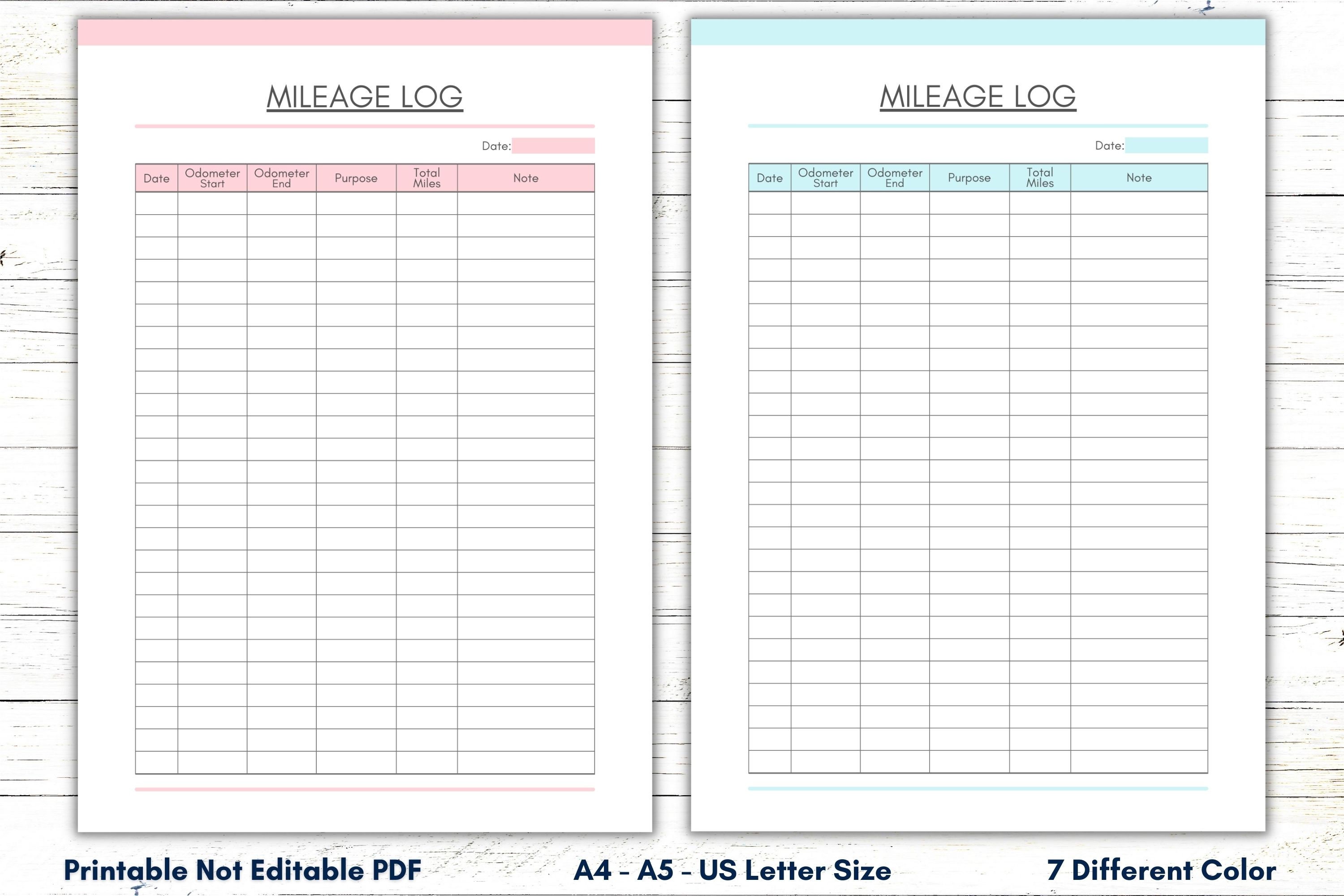 Printable Mileage Log, Mileage Tracker, Mileage Planner, Mileage ...
