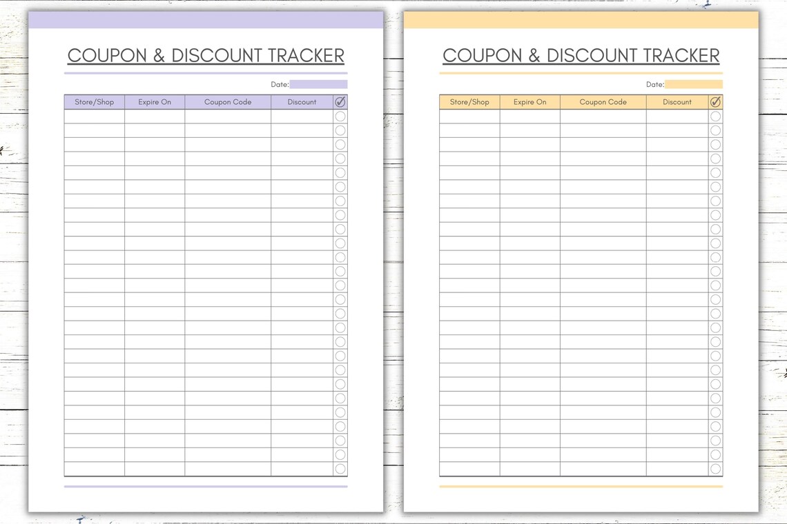 Printable Coupon Code Tracker, Coupon Organizer, Discount Tracker ...