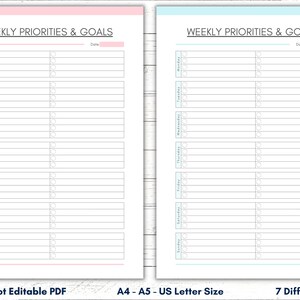 Weekly Priorities and Goals List Printable Template, Priorities ...