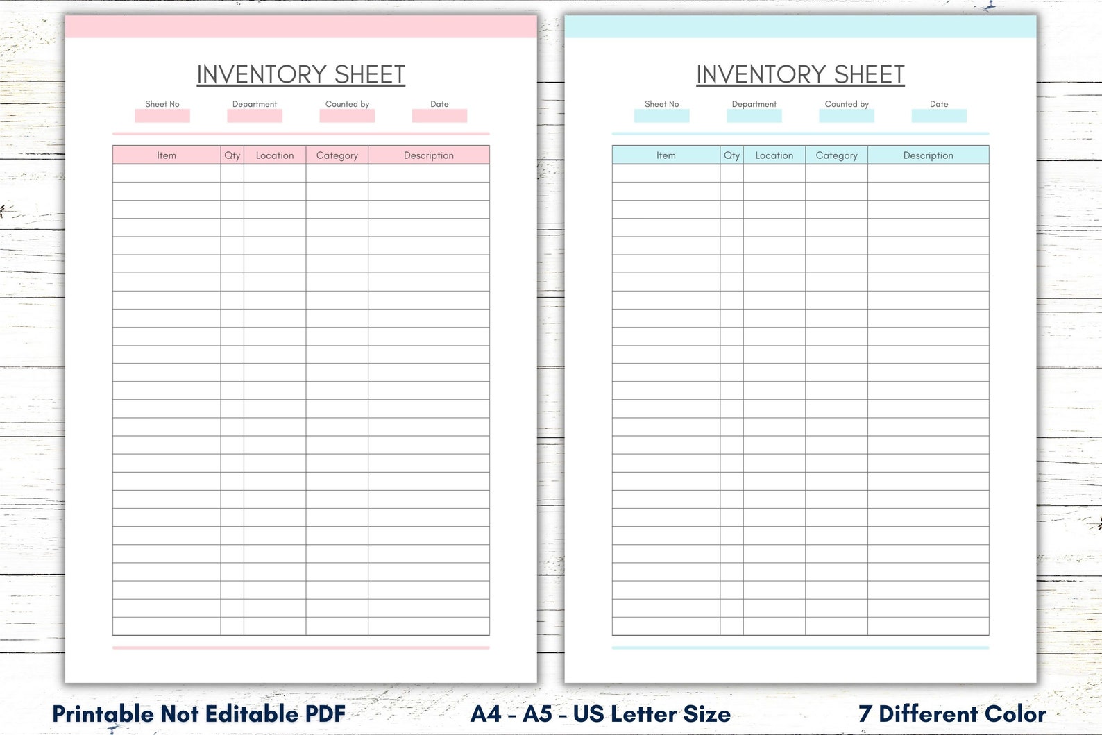 Printable Inventory Count Sheet, Inventory Count Insert, Printable ...