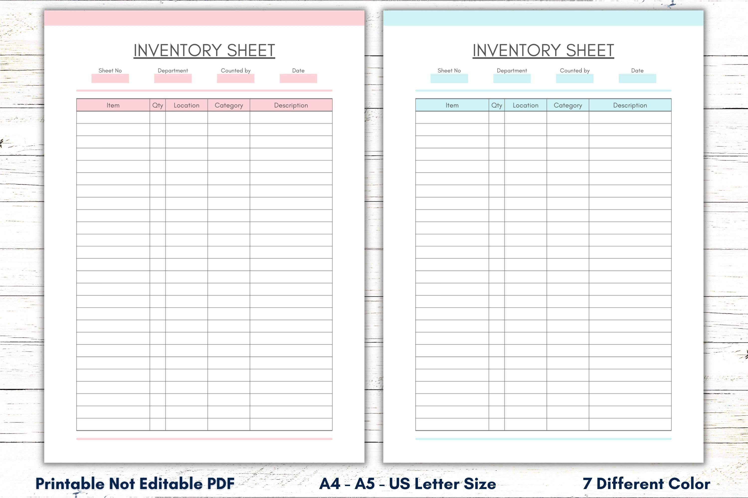 Printable Inventory Count Sheet, Inventory Count Insert, Printable ...