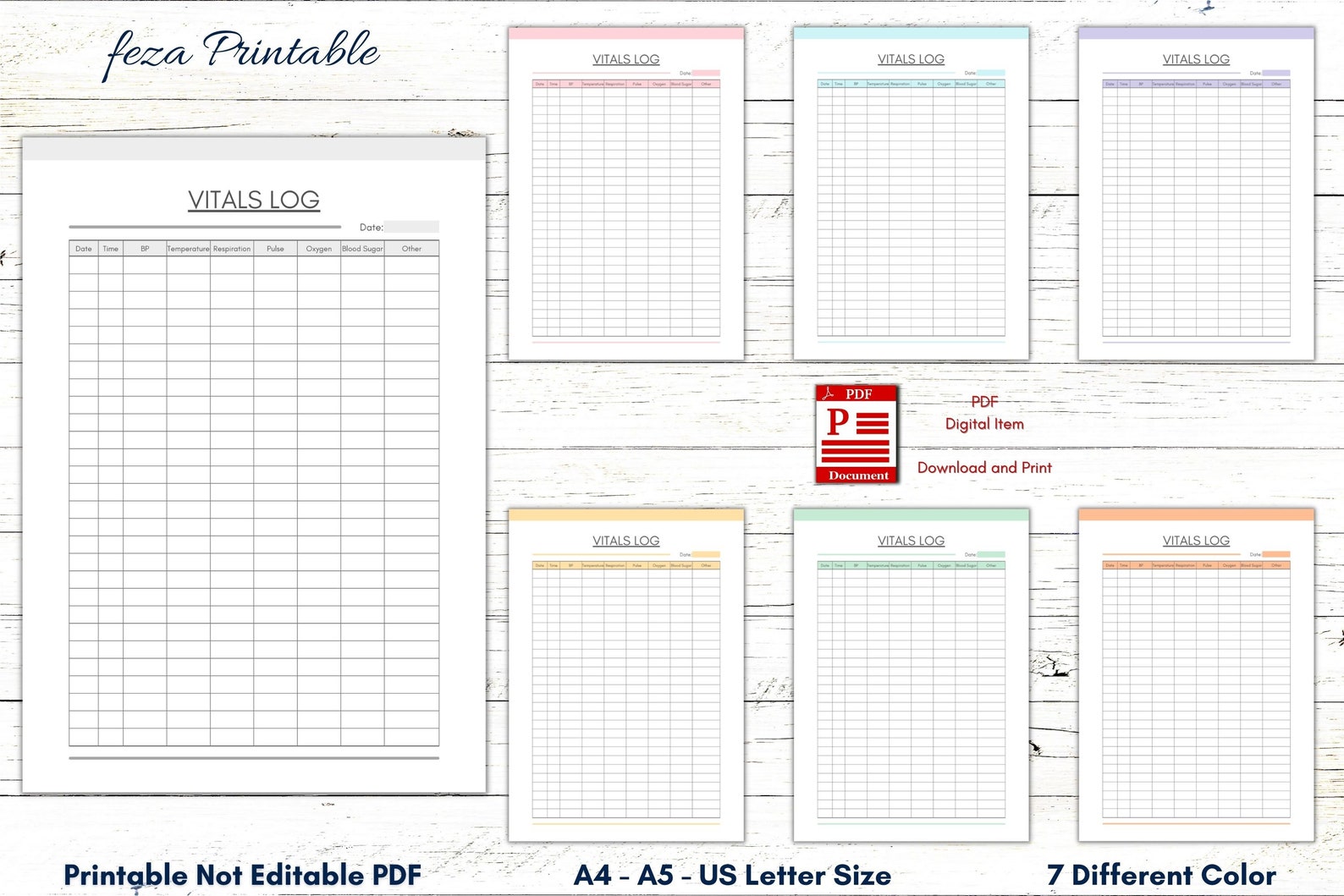 Printable Vital Sign Log Sheet, Vitals Planner, Vitals Log Template ...
