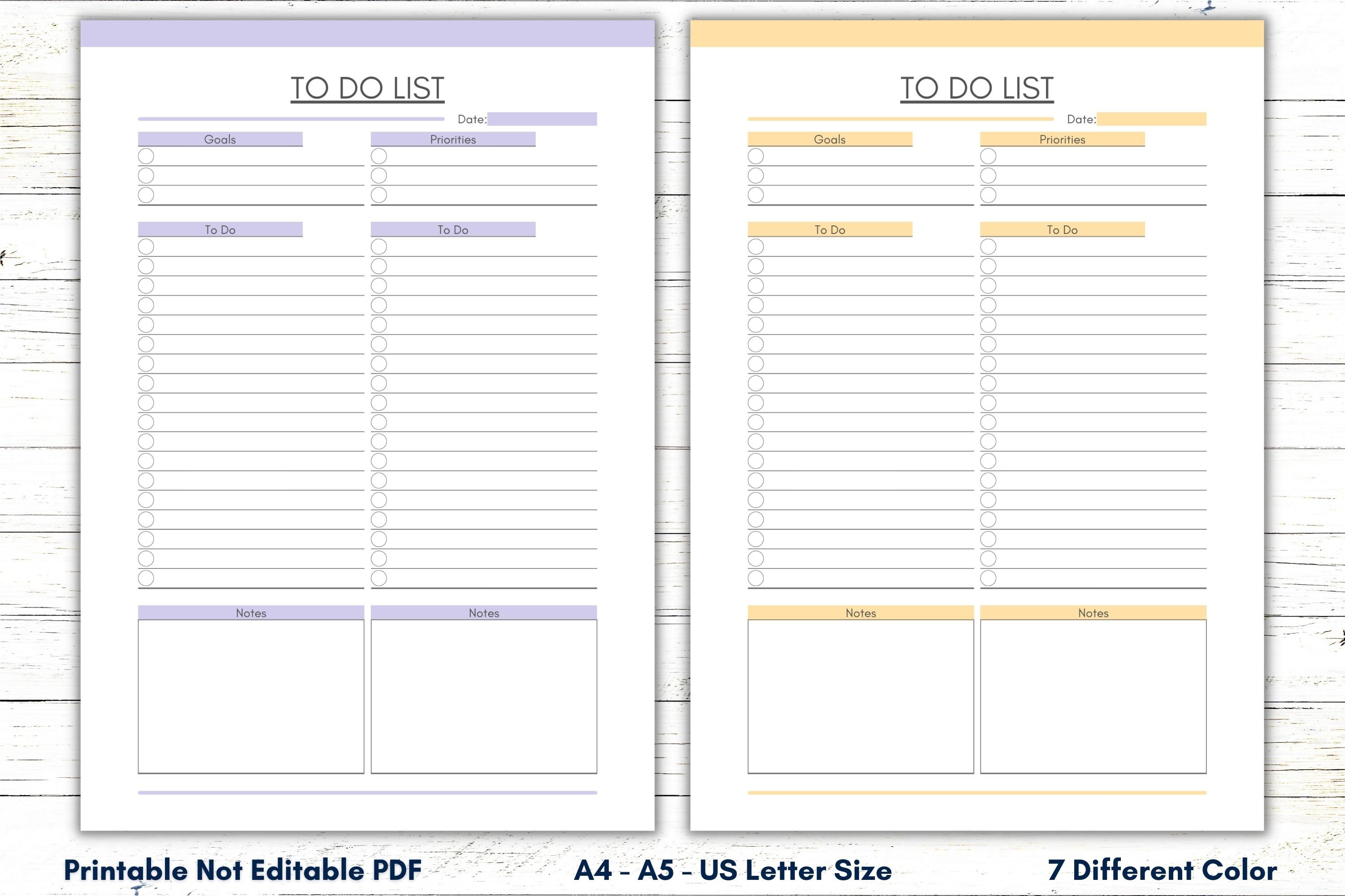 Printable to Do List, 2 Version Printable Minimalist to Do List, Daily ...
