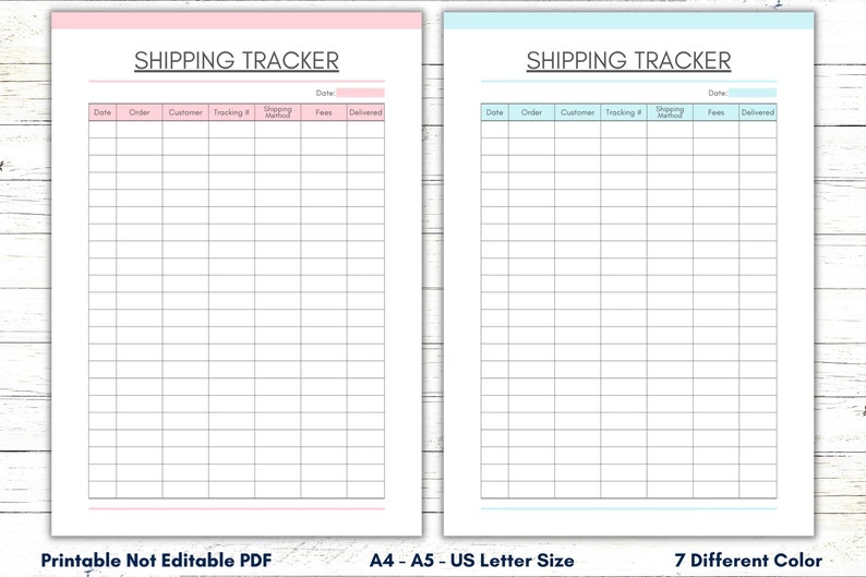 Printable Shipping Tracker, Printable Shipping Log, Printable Business ...
