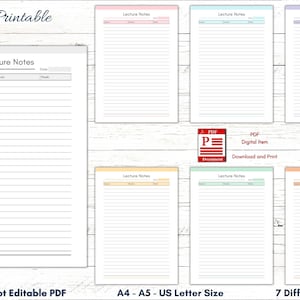 Printable Lecture Notes Template, Note Taking Sheet, Lined Note Pages ...