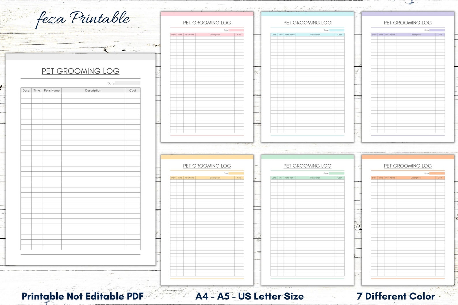 Printable Pet Grooming Tracker, Pet Grooming Log Template, Pet Health ...