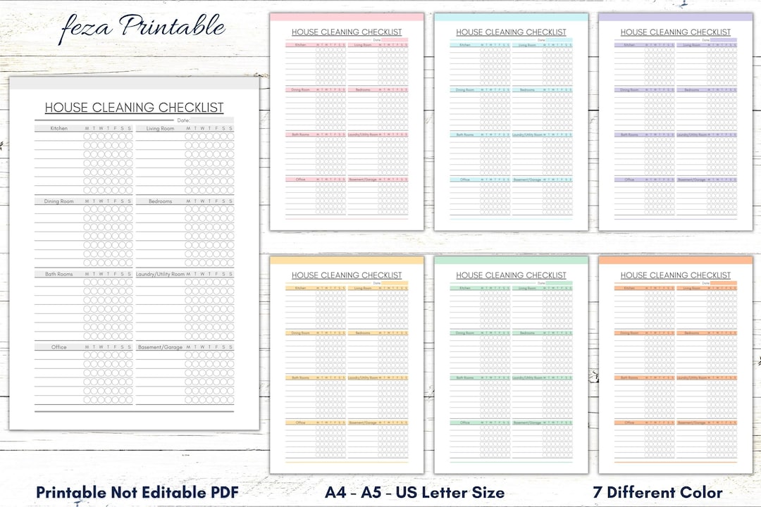 Printable House Cleaning Checklist, PDF Checklist Template, PDF House ...